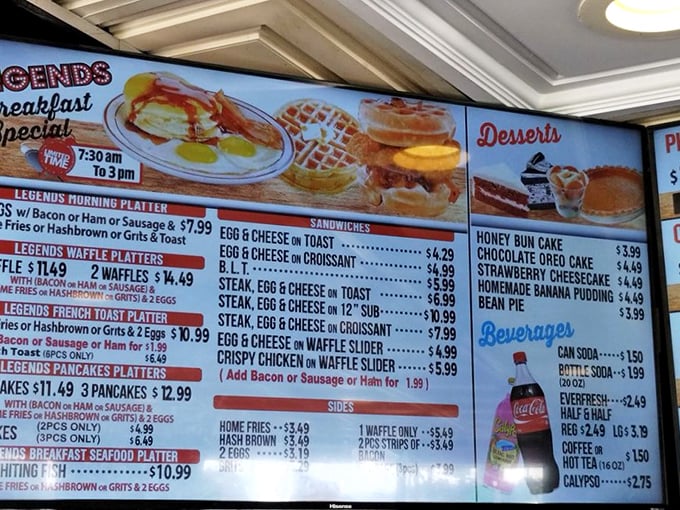 This menu board is like a roadmap to happiness&mdash;breakfast platters, chicken and waffles, and desserts that make dieting seem like a terrible life choice.