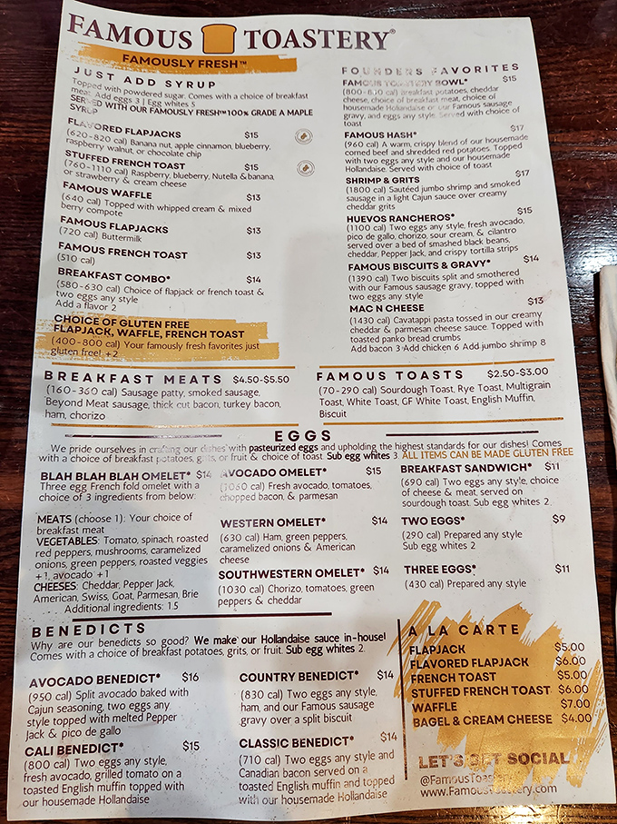 The menu reads like a love letter to breakfast enthusiasts. Just try to choose between those Benedicts without developing decision paralysis.