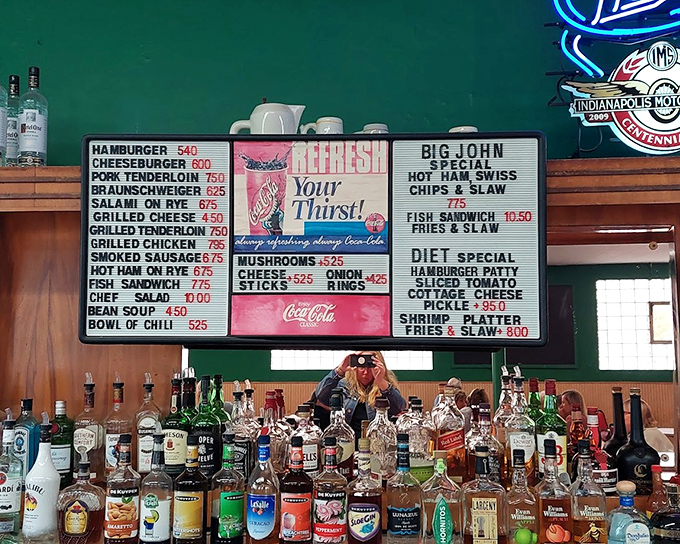 The menu board tells you everything you need to know: straightforward food at honest prices. No avocado toast in sight.