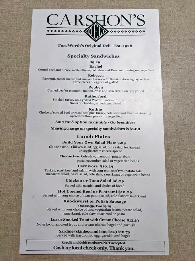 A menu that hasn't changed much since the Truman administration, because when you perfect sandwich artistry, why mess with success?