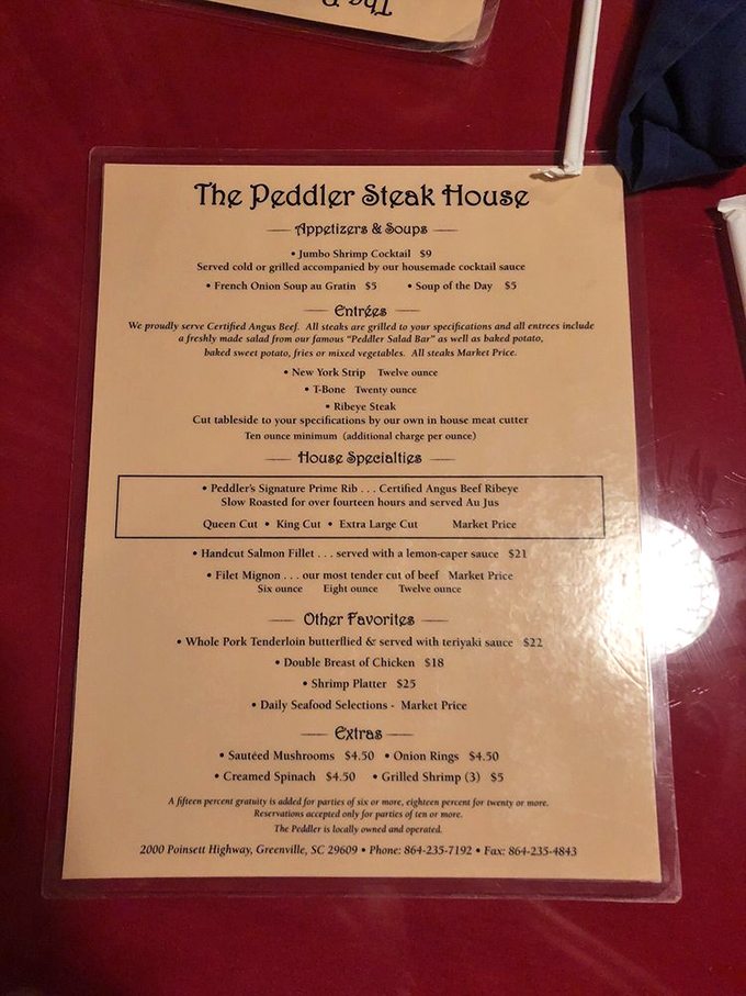 A menu that doesn't need fancy fonts or pretentious descriptions&mdash;just the promise of fourteen-hour slow-roasted prime rib that speaks for itself.