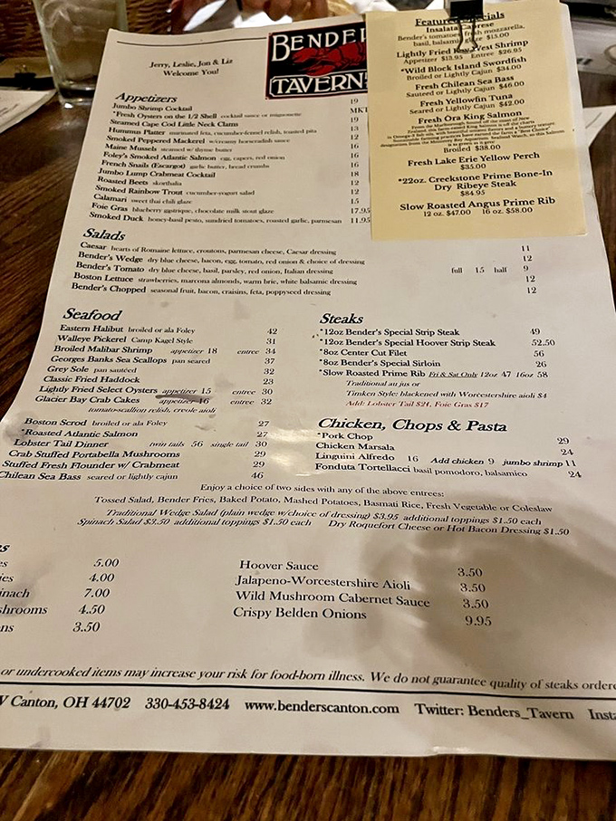 This menu reads like a love letter to American cuisine, featuring everything from sea to shining steak.