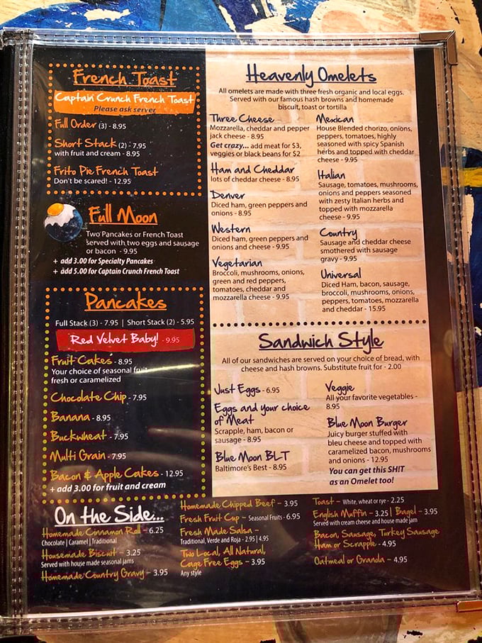 This menu isn't just a list of options&mdash;it's a roadmap to breakfast nirvana. Choose your adventure wisely.