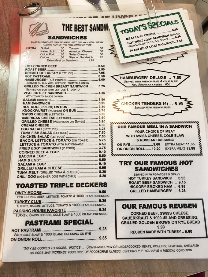 This menu isn't just a list of options; it's a roadmap to happiness with the pastrami special serving as your North Star.