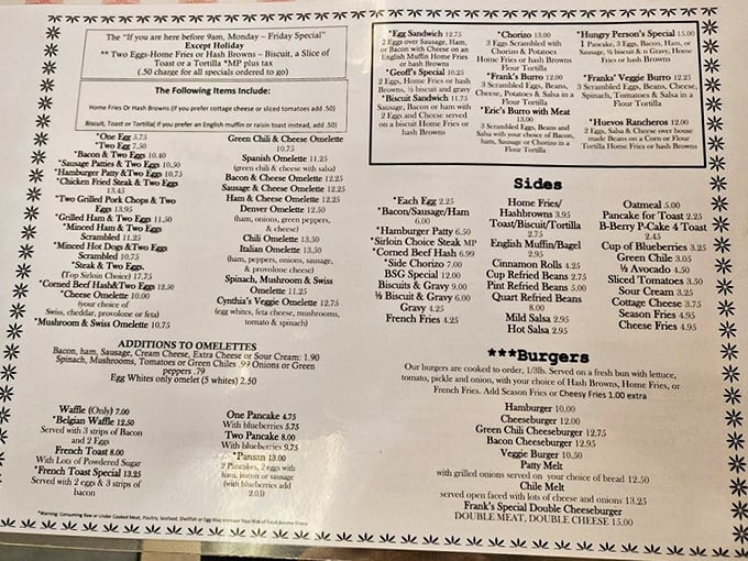 The menu at Frank's reads like a greatest hits album of comfort food classics, spanning from Mexican specialties to diner favorites that satisfy any craving.