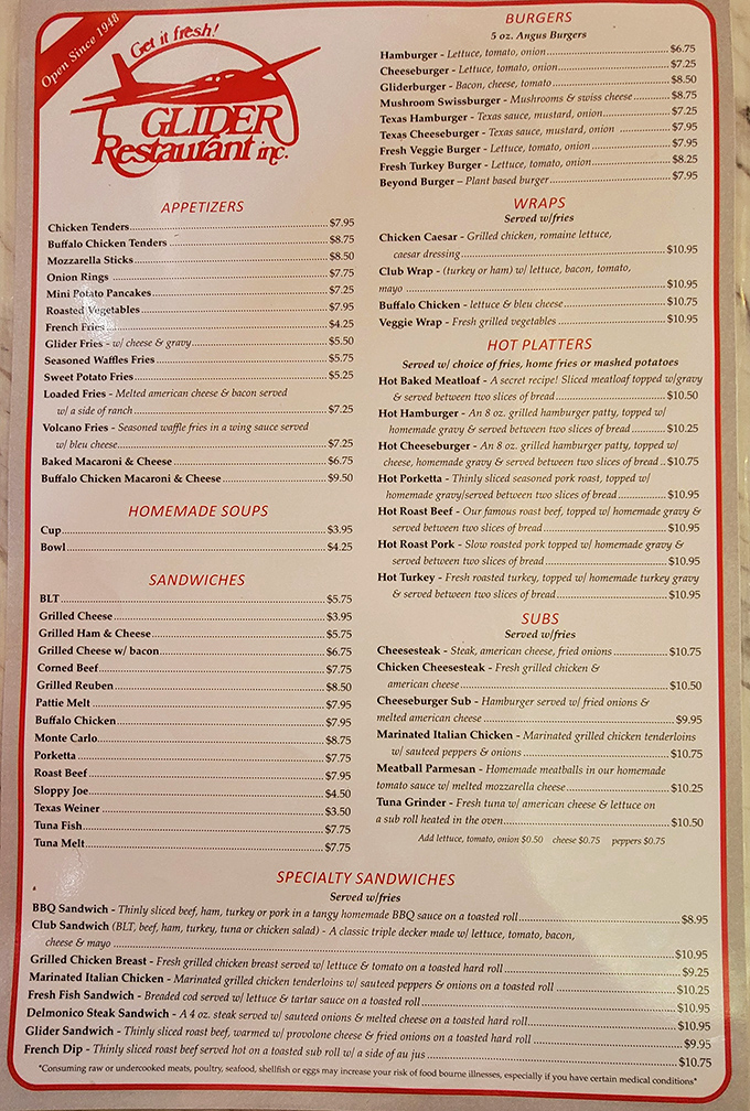 This menu isn't just a list of food—it's a roadmap to happiness. The hot roast beef sandwich isn't merely recommended; it's practically mandatory.