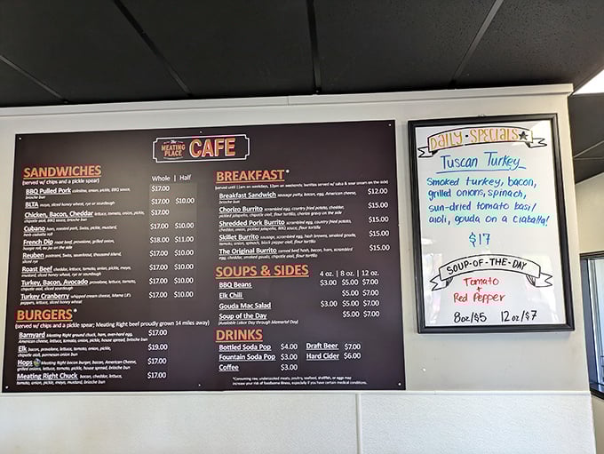 This menu board tells a story of comfort food classics executed with care. No molecular gastronomy here, just honest-to-goodness deliciousness.
