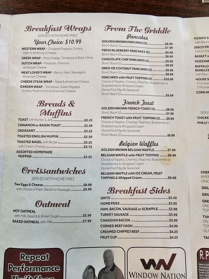 A menu that doesn't need fancy fonts to impress&mdash;just honest breakfast options that'll make your stomach applaud your life choices.