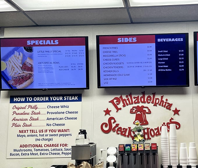 The menu board &ndash; a roadmap to sandwich nirvana. "How to order your steak" isn't just instructions, it's a cultural education.