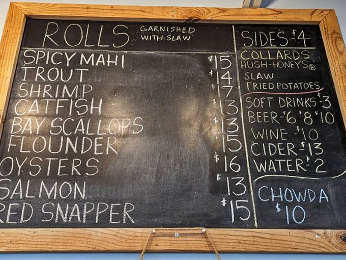 Chalkboard menus: where decisions become deliciously difficult and "water $2" feels like a philosophical question.