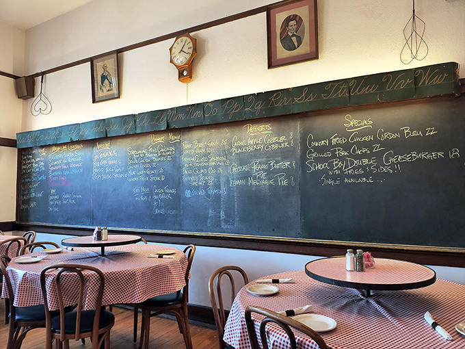 The original chalkboard menu&mdash;no PowerPoint presentations here&mdash;showcases comfort food classics that deserve straight A's in deliciousness.