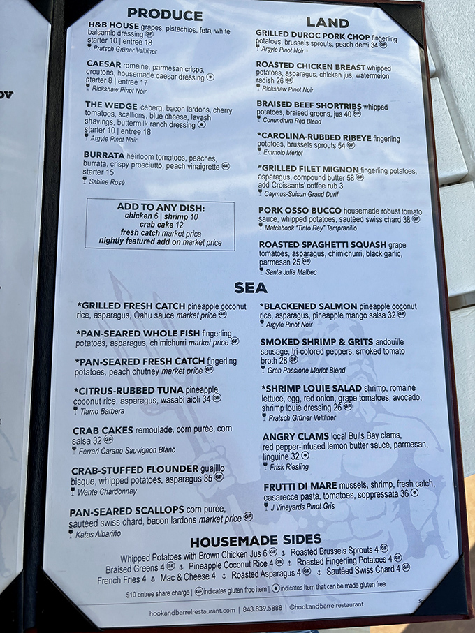 A menu that reads like poetry for seafood lovers. Each dish paired with the perfect wine&mdash;because great seafood deserves an equally impressive liquid companion.