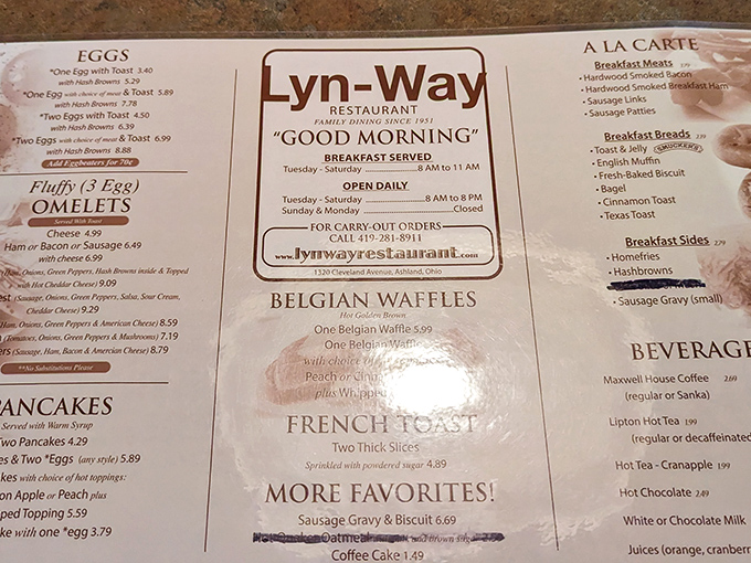 This menu isn't just a list of food&mdash;it's a roadmap to happiness. The "Good Morning" greeting feels like a warm hug from your favorite aunt.