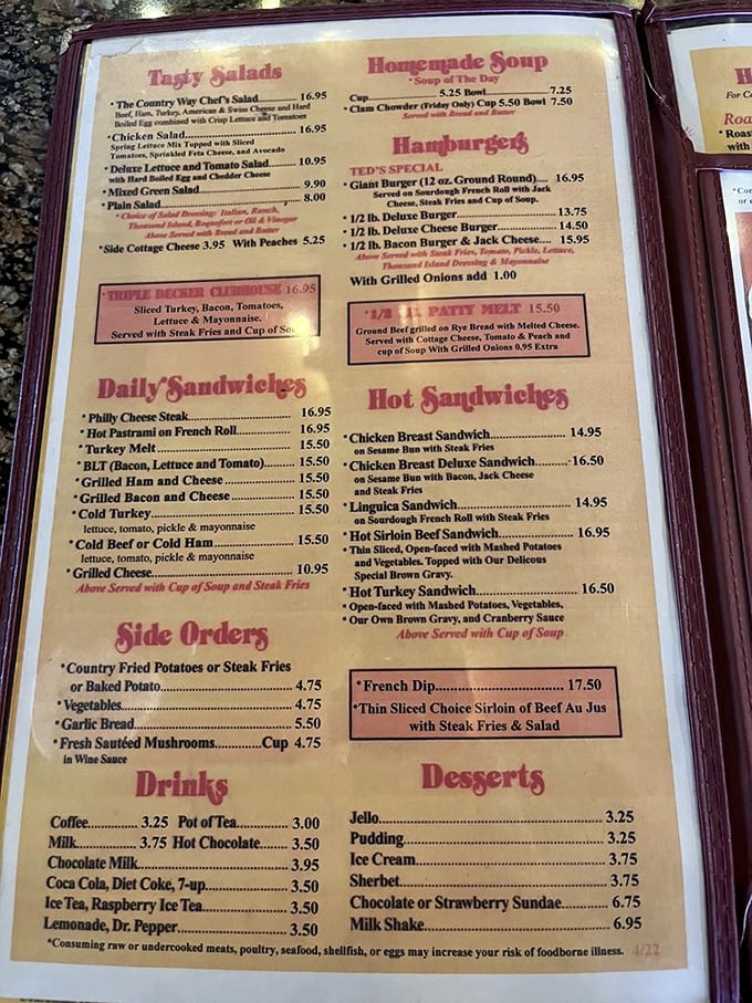 This menu isn't trying to reinvent the wheel&mdash;it's perfecting it. Classic American comfort food with no pretension, just the promise of satisfaction.