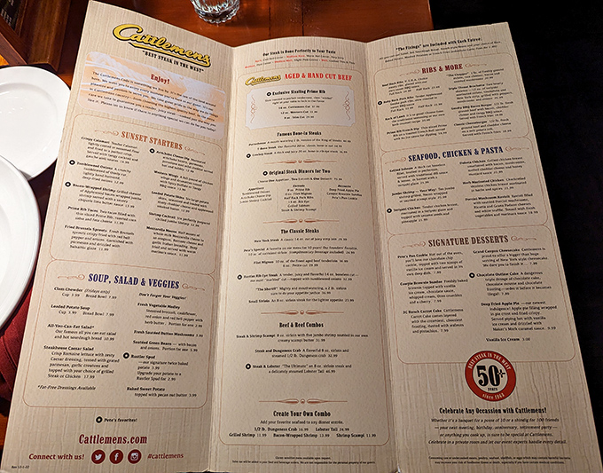 The menu at Cattlemens doesn't need fancy fonts or pretentious descriptions. These straightforward offerings let the quality of the beef do all the talking.