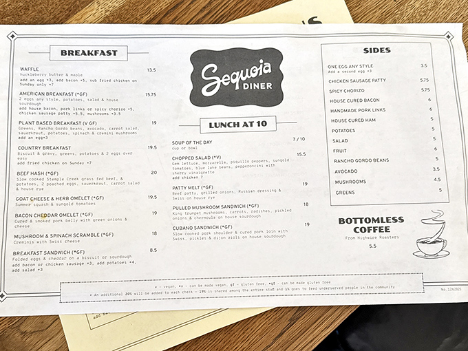This isn't your grandfather's diner menu, though he'd appreciate the classics reimagined with California's agricultural bounty. The bottomless coffee alone deserves its own zip code.