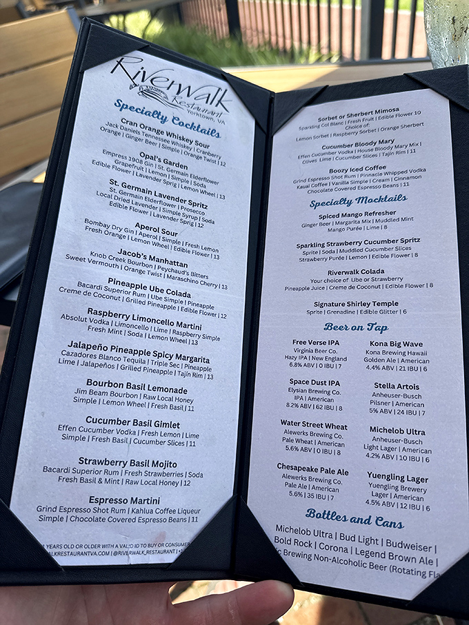 The cocktail menu reads like a liquid tour of Virginia, featuring local spirits and seasonal ingredients that'll make you forget about your diet resolutions.