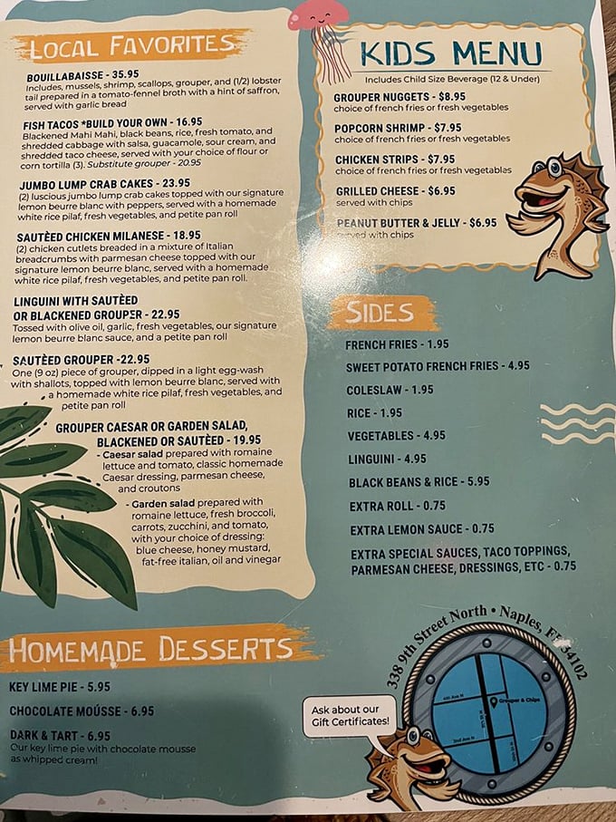 A menu that reads like poetry to seafood lovers&mdash;bouillabaisse, grouper prepared five ways, and key lime pie that'll make your taste buds do the cha-cha.