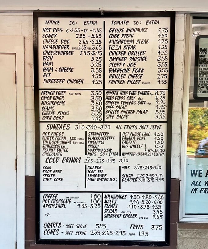 The handwritten menu board&mdash;a masterpiece of simplicity&mdash;where decisions become deliciously difficult and calories cease to exist.