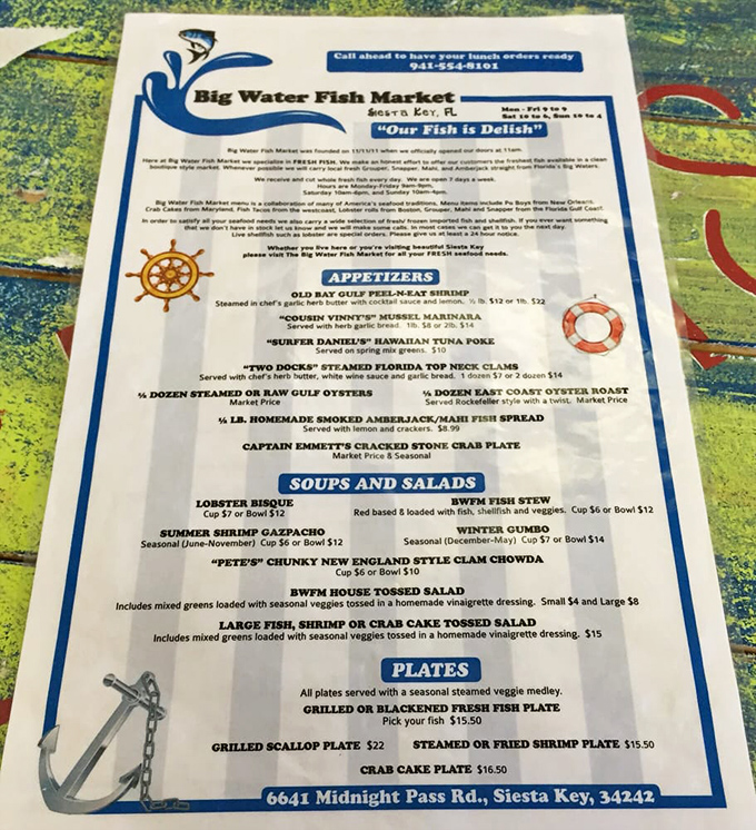 The menu reads like a love letter to the Gulf&mdash;from "Cousin Vinny's" mussel marinara to stone crab claws, each dish a celebration of Florida's coastal bounty.