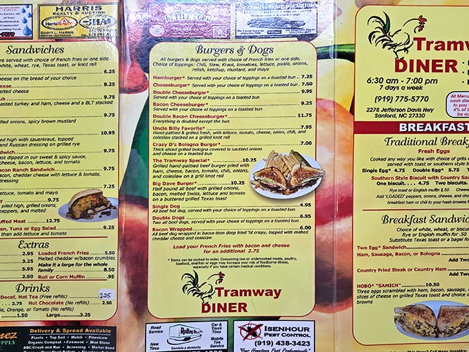 This menu reads like a love letter to American comfort food, with options spanning every breakfast craving imaginable.