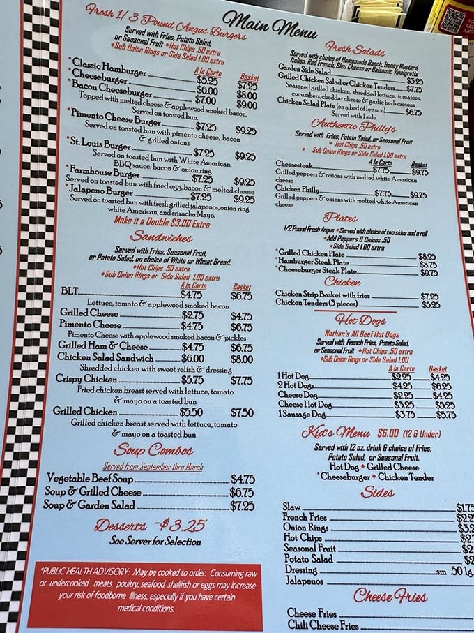 A menu that reads like poetry for hungry souls seeking authentic diner comfort.