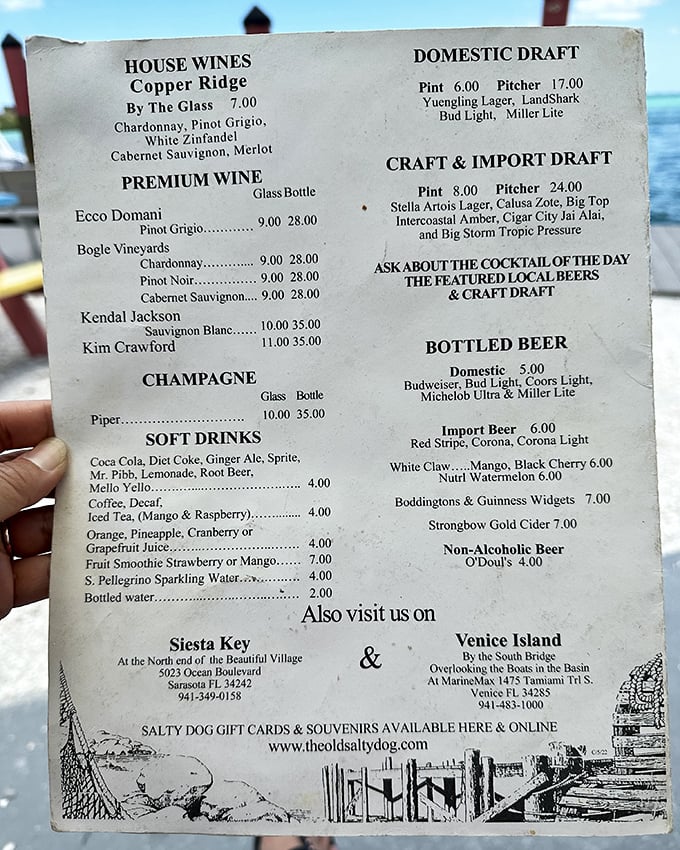 A menu that reads like a love letter to both British pub traditions and Florida's seafood bounty, with libations to match any coastal mood.