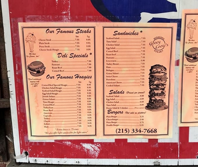 A menu that doesn't need fancy fonts or flowery descriptions. When your sandwiches speak this loudly, why complicate things?