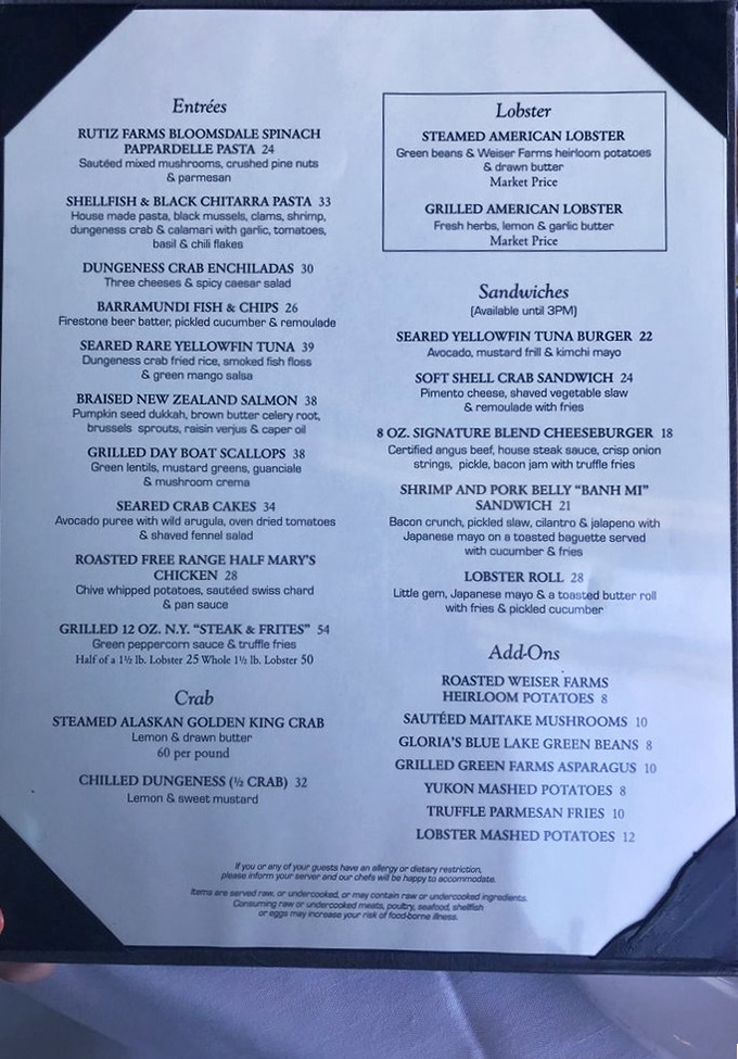 This menu reads like a love letter to the sea &ndash; each dish promising a vacation for your taste buds without leaving California.