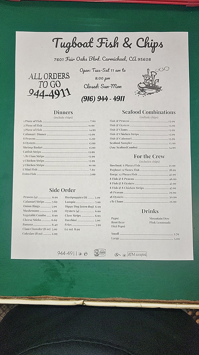 A menu that doesn't need fancy descriptions or culinary buzzwords&mdash;just honest seafood options at fair prices that let the food speak for itself.