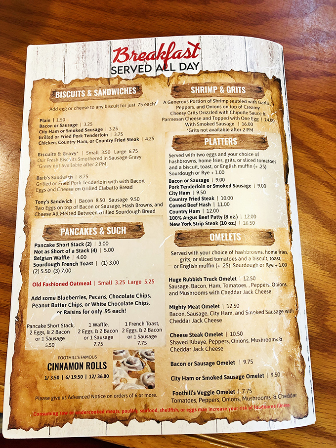 A menu that reads like a love letter to breakfast classics. The hardest relationship you'll have today is choosing just one item.