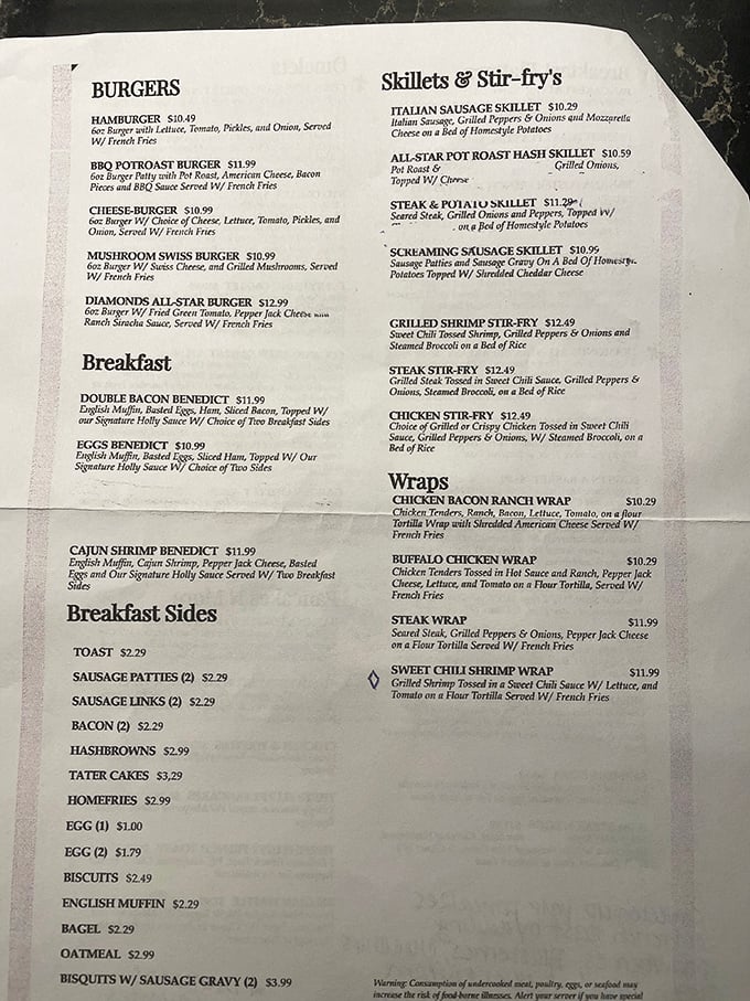 A menu that doesn't need fancy fonts or pretentious descriptions. Just honest food that makes decisions wonderfully difficult, especially before that first cup of coffee.