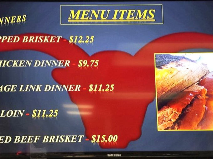 A menu that cuts right to the chase. No fancy descriptions needed when your brisket has already built its own reputation.