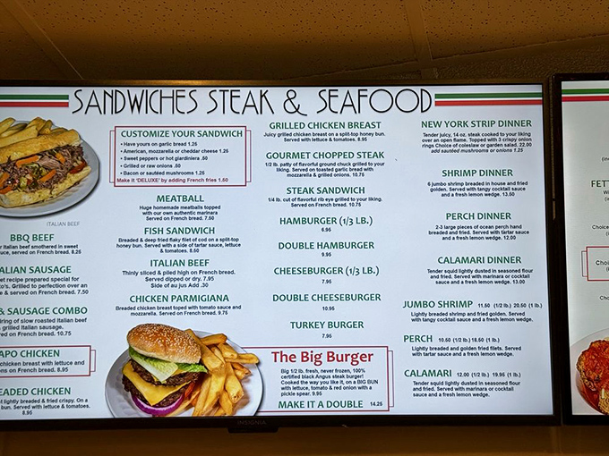 More than just pizza! The expansive menu offers everything from Italian classics to seafood, proving Alberto's understands comfort food in all its forms.