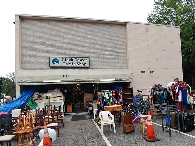 The sidewalk showcase&mdash;where furniture gets a breath of fresh air while waiting for its forever home.
