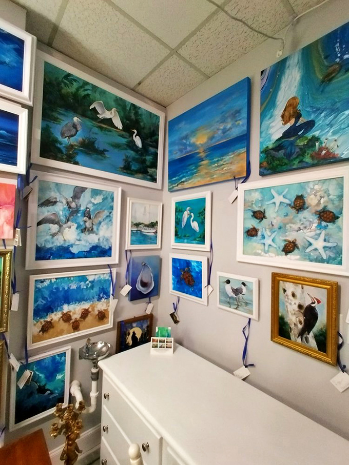 A gallery wall that brings Florida's coastal beauty indoors. These paintings let you take home the beach without the sand in your shoes.