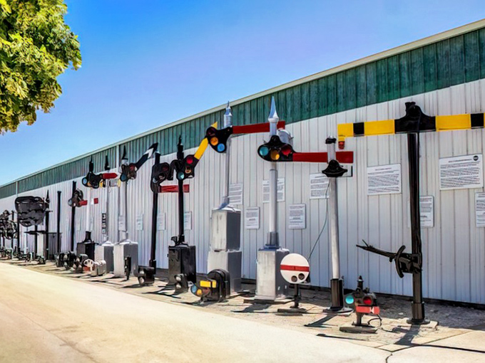 This colorful collection of railway signals isn't just functional history&mdash;it's a mechanical rainbow that once guided trains safely through the darkness.