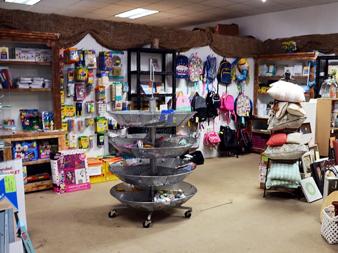 School supplies or memory lane? This corner offers both practical finds and nostalgic trips back to days when backpacks were simple and lunch boxes were metal.