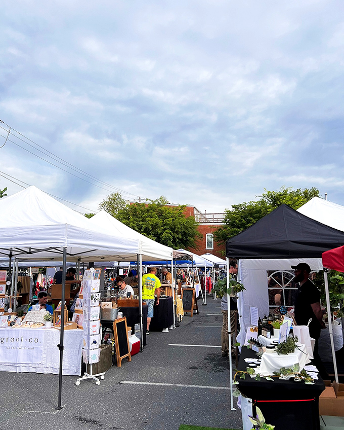 Inside the main tent, shoppers navigate aisles of possibilities with the focus of archaeologists on a dig.