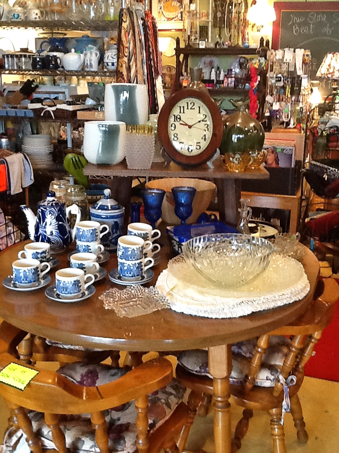 Grandma's finest china gets a second chance at creating memories. This blue and white tea service awaits its next dinner party debut.