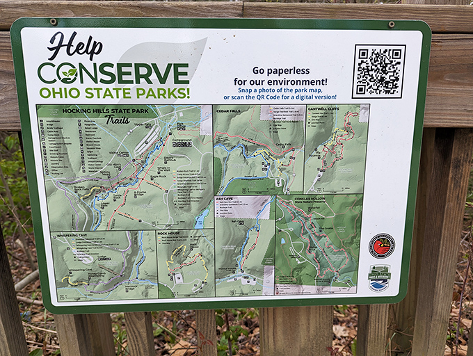 Choose your own adventure! This trail map offers more options than my Netflix homepage, each path promising its own natural blockbuster.