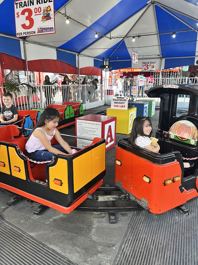 All aboard the nostalgia express! This miniature train ride offers kids a welcome break from treasure hunting while parents catch their second wind.