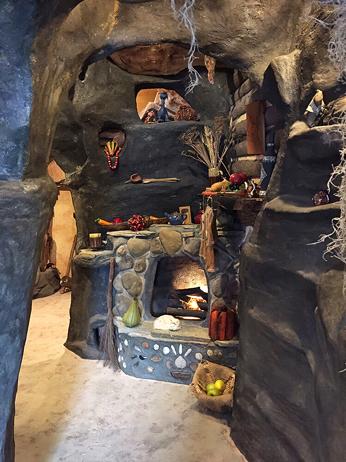 Step into a troll's humble abode, complete with rocky walls and primitive furnishings. Who knew underground living could look so cozy?