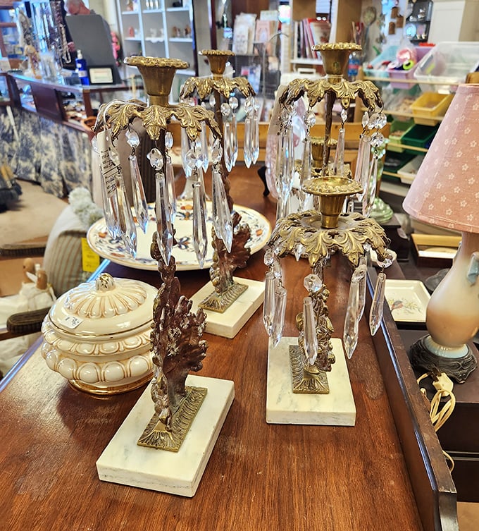 Elegant crystal candelabras await their second act&mdash;from someone's forgotten formal dining room to your next dinner party showstopper.