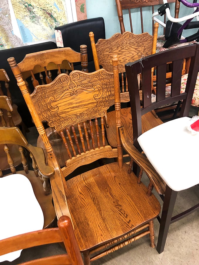 These ornately carved wooden chairs have witnessed decades of family dinners and are just waiting to tell their stories in your home.