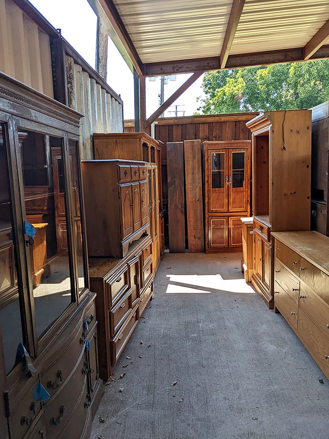 Solid wood furniture that tells stories of dinners past, waiting for new families to create memories around them.