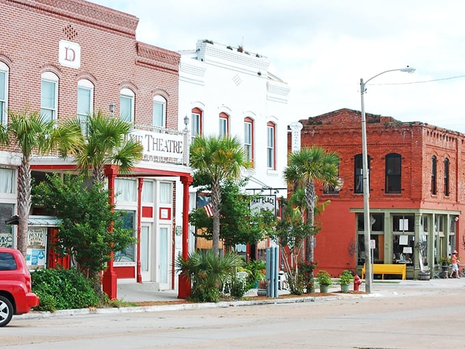 Palm trees and brick streets &ndash; Apalachicola's recipe for the perfect Florida afternoon. The theater marquee hints at cultural surprises in this lakeside gem.