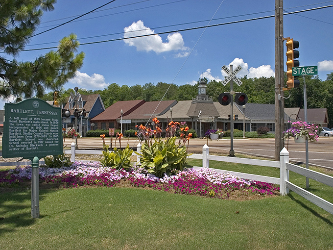 Bartlett welcomes visitors with a burst of color &ndash; where even the traffic signs seem friendlier.