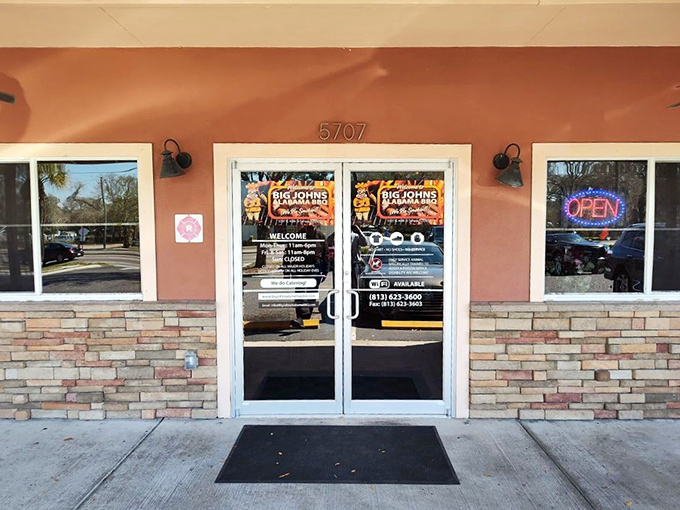 Big John's peachy exterior hides a world of Alabama-style barbecue that's been making Floridians happy for generations.