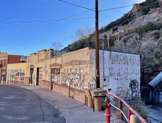 Bisbee's colorful buildings cascade down the hillside like a Victorian painting come to life in the Arizona desert.